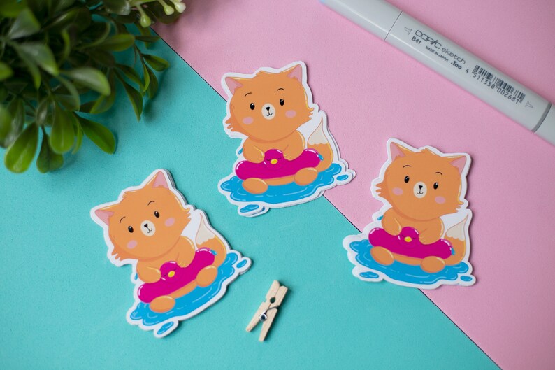 Sticker suki the Fox Summer Fun, Die-cut Gloss Vinyl Sticker ...