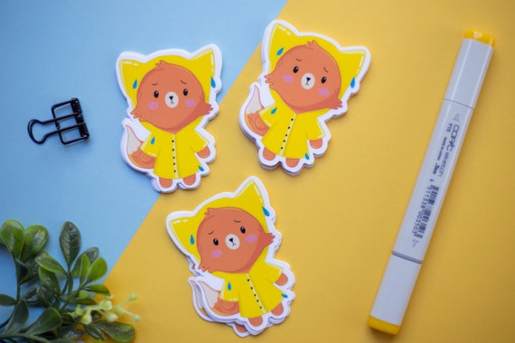 Sticker suki the Fox in Raincoat Die-cut Gloss - Etsy