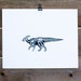 Parasaurolophus, Parasaur Art Print, Dinosaur Skeleton Linocut Poster ...