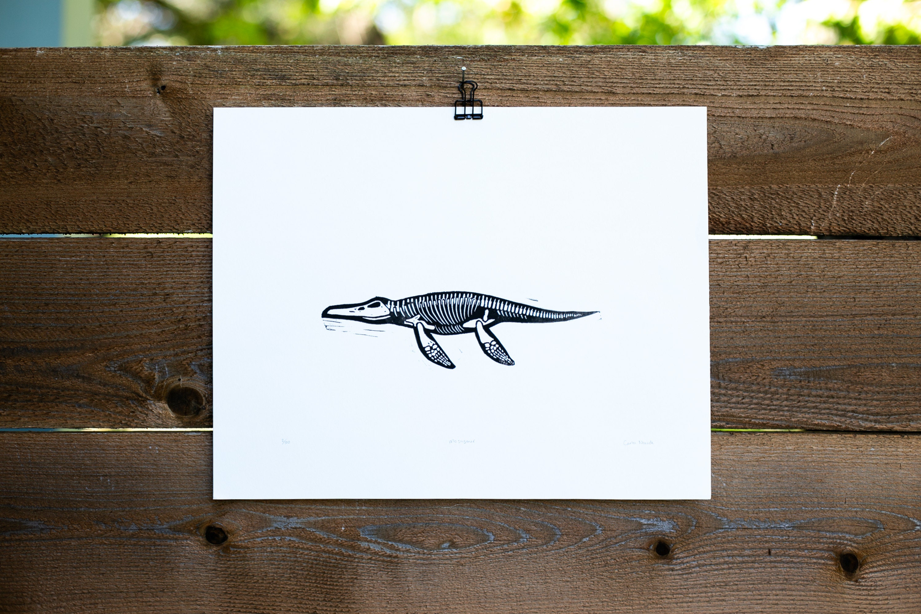 Mosasaurus, Mosasaur Art Print, Dinosaur Skeleton Linocut Poster 11x14 ...