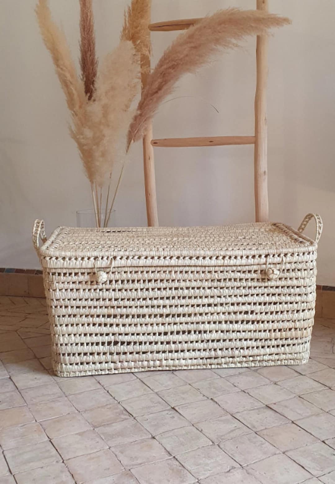 Woven Wicker Toy Box Rattan Palm Storage Trunk and Storage Basket - Etsy