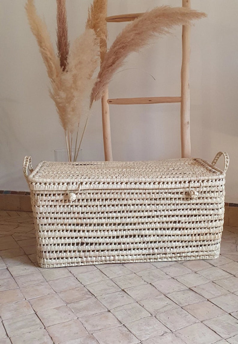 Woven Wicker Toy Box Rattan Palm Storage Trunk and Storage Basket - Etsy