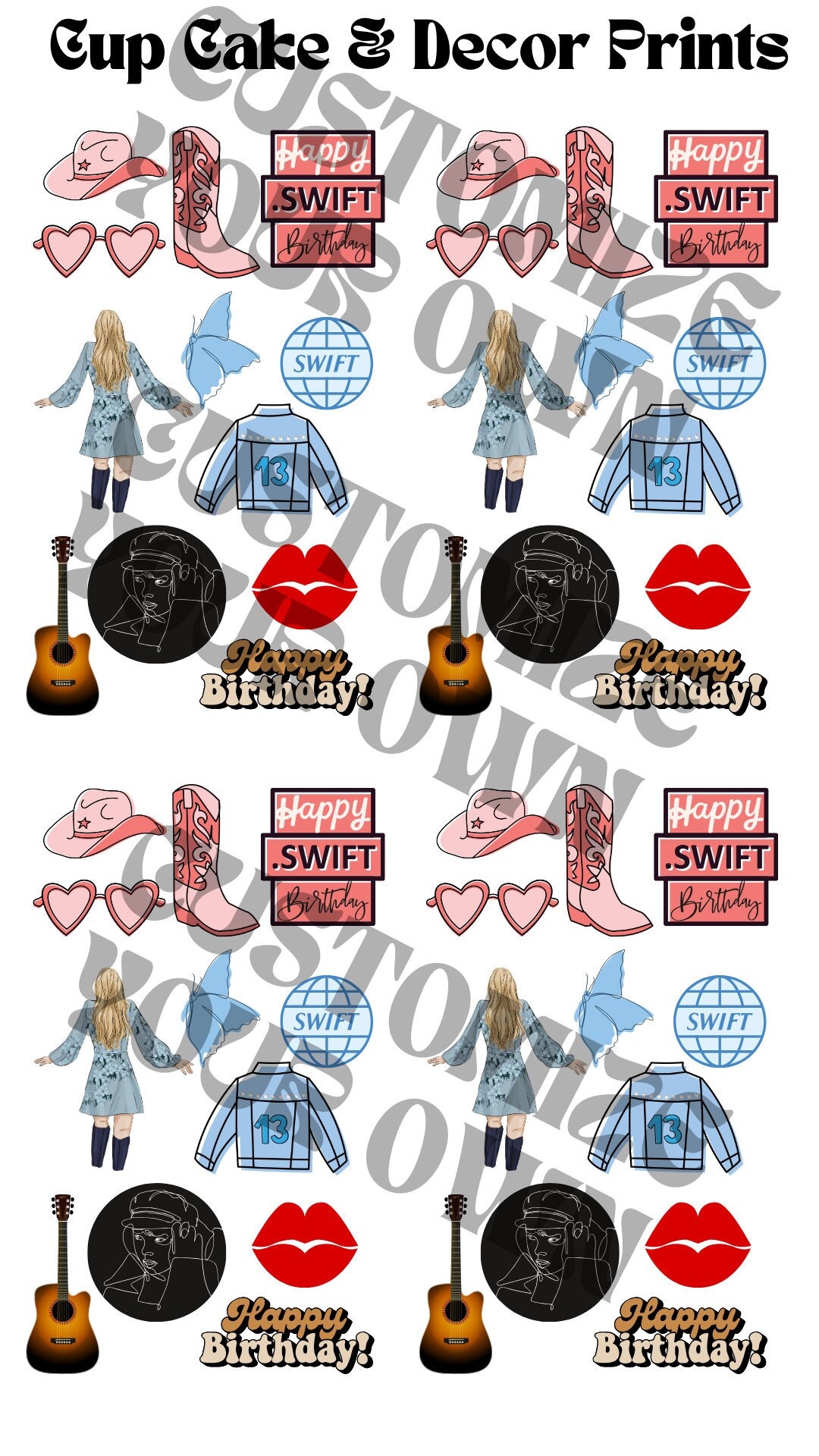 Taylors Version Era Tour BIRTHDAY PACK Taylor Swift Birthday Print Out ...