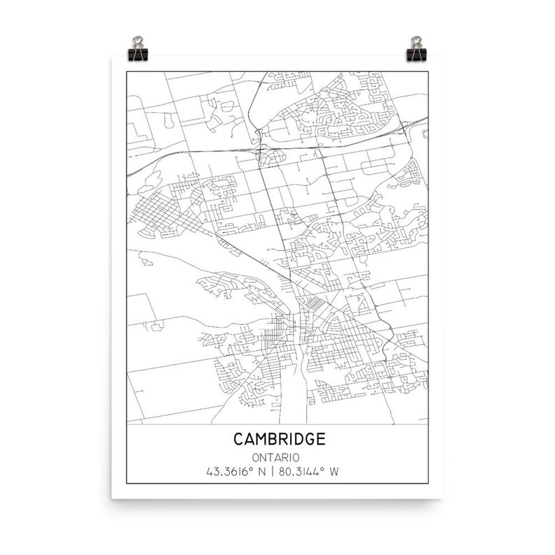 Cambridge Ontario Map Print Digital Download KW Ontario | Etsy