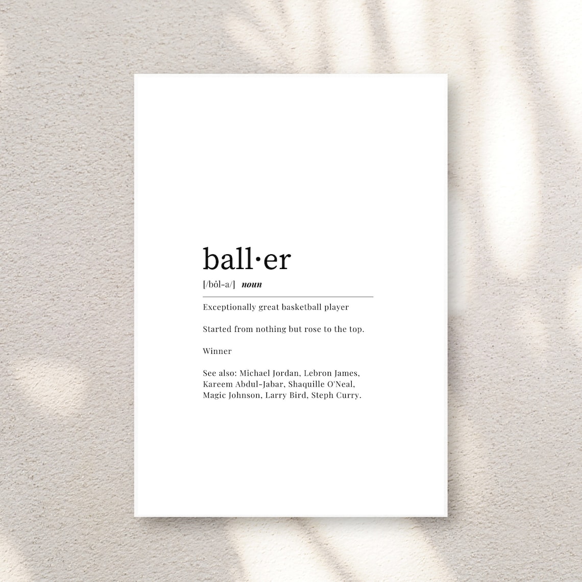 Basketball Wall Art Baller Definition Printable, Digital Download Game ...