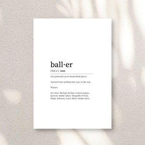 Basketball Wall Art Baller Definition Printable, Digital Download Game ...