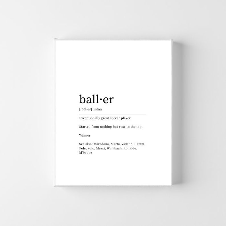 Soccer Wall Art Baller Definition Printable, Digital Download Game Room ...