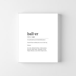 Basketball Wall Art Baller Definition Printable, Digital Download Game ...