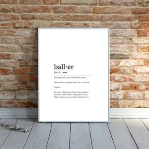 Basketball Wall Art Baller Definition Printable, Digital Download Game ...