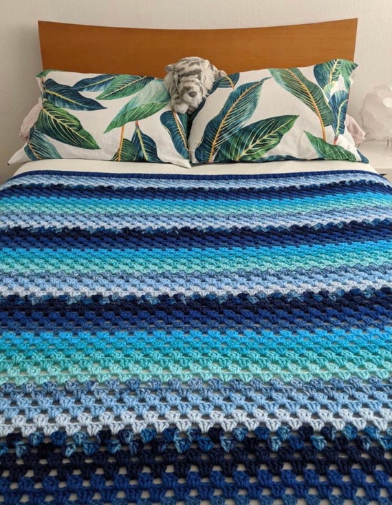 Ocean Waves Custom Handmade Crochet Ripple Throw Blanket - Etsy
