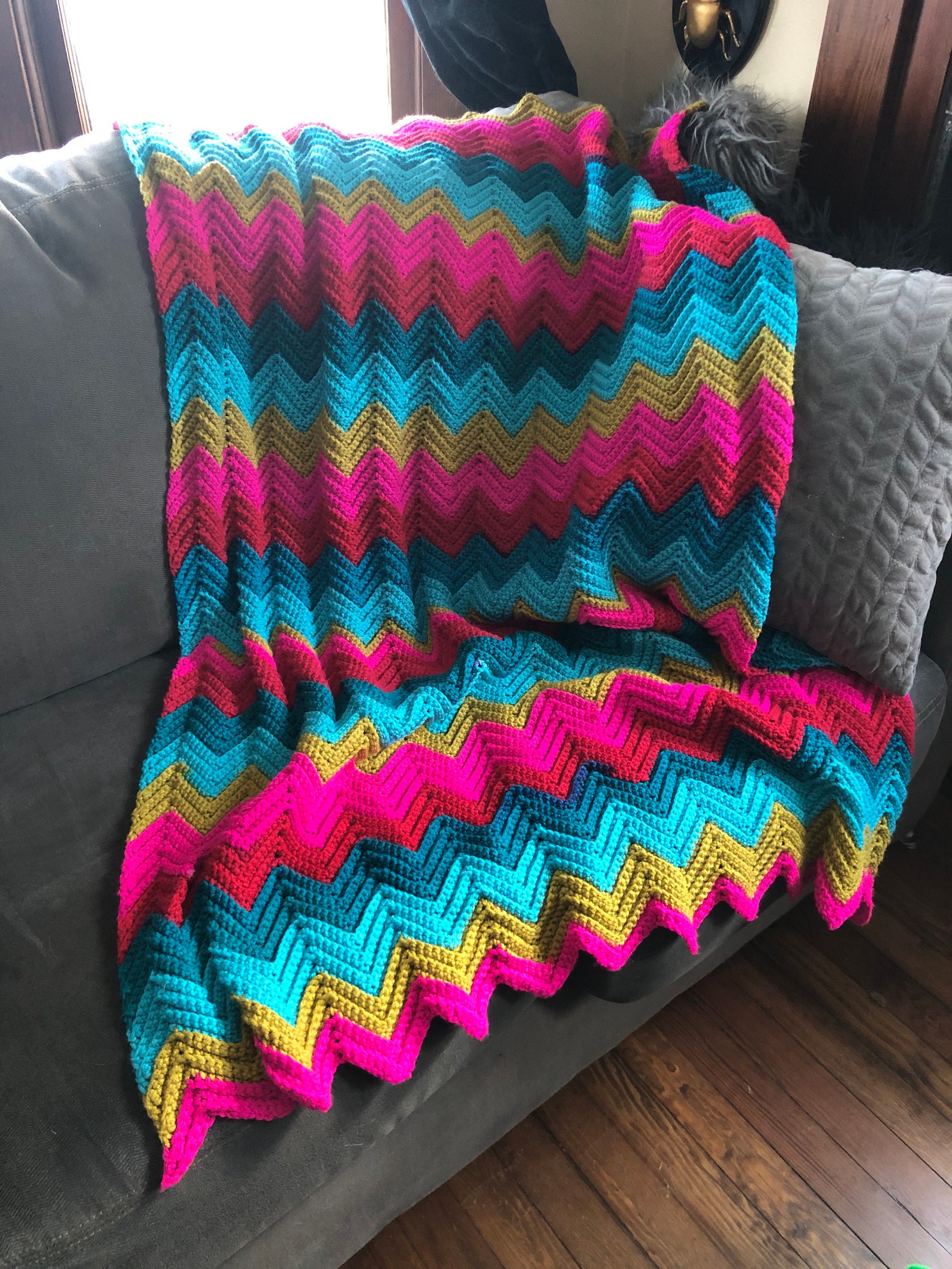 Desert Sunset Color Palette Handmade Crochet Chevron Throw Blanket ...