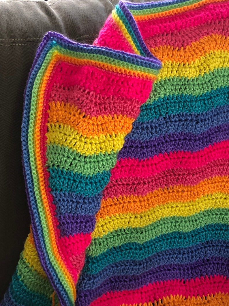 Double Rainbow Ripple Crochet Blanket - Rainbow Ripple With Rainbow ...