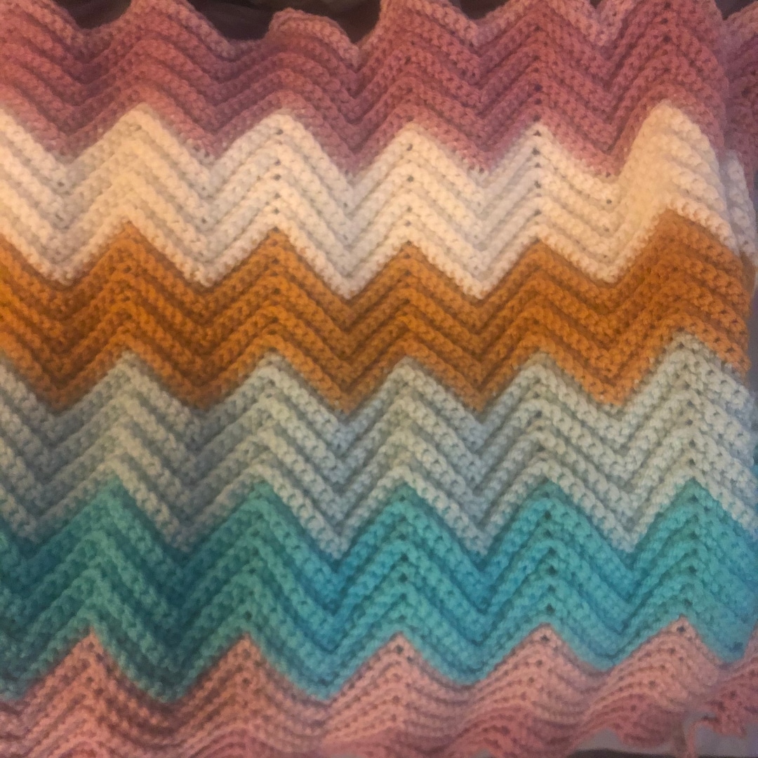 Bohemian Color Palette Boho Handmade Crochet Chevron Throw - Etsy