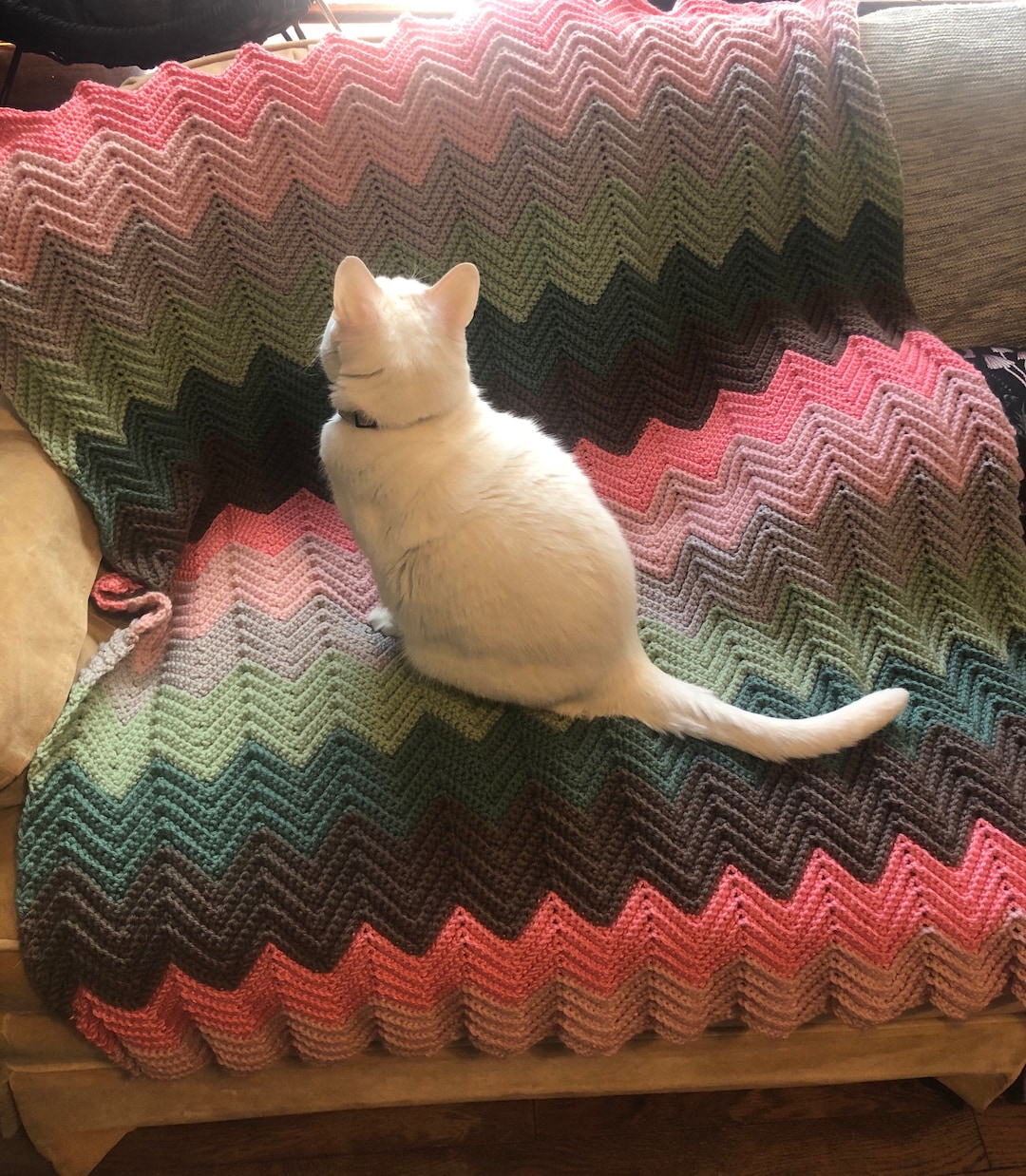 Santa Fe Color Palette - Handmade Crochet Chevron Throw Blanket ...