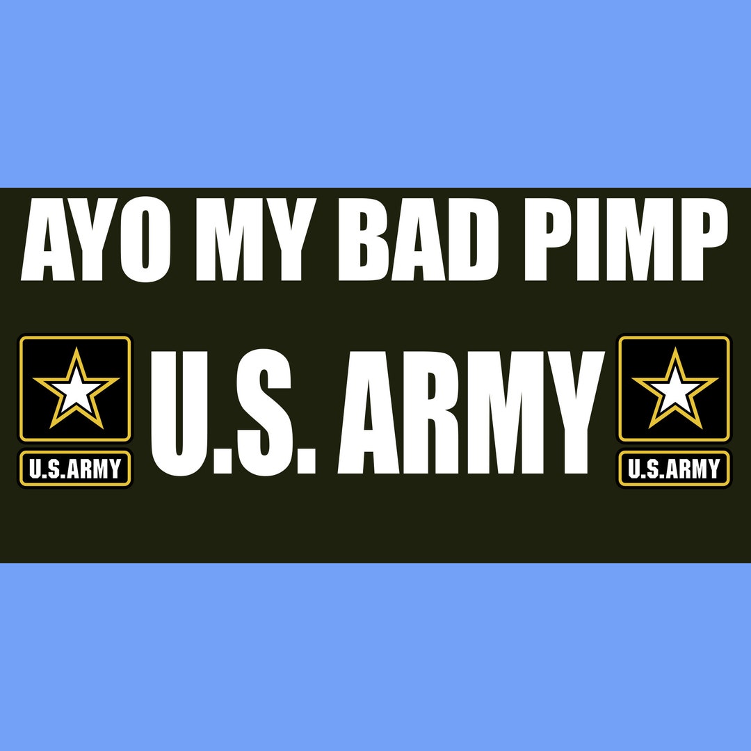 Ayo My Bad Pimp US ARMY Funny Bumper Sticker Permanent 8x4 Funny ...