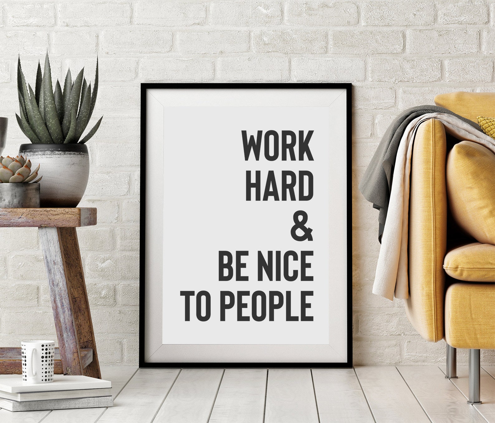 Work Hard and Be Nice to People Quote Print Instant Download | Etsy