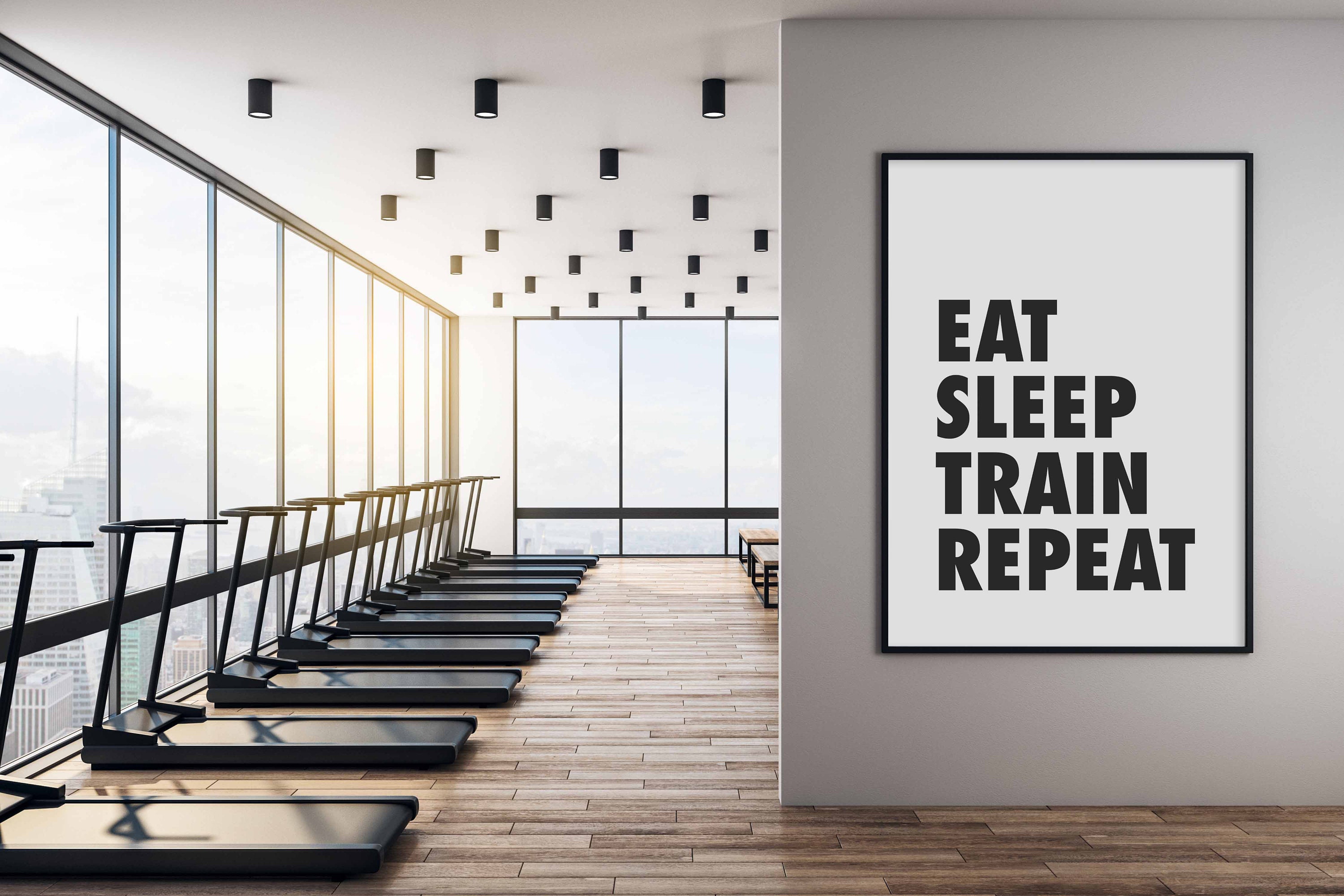 Eat Sleep Train Repeat Quote Wall Art, Gym Motivational Poster, Gym ...