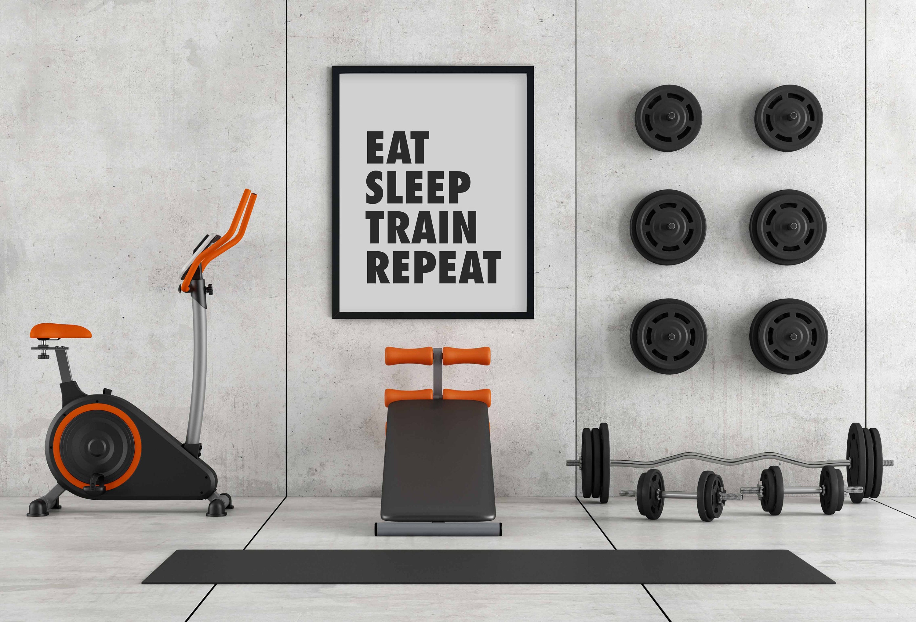 Eat Sleep Train Repeat Quote Wall Art, Gym Motivational Poster, Gym ...