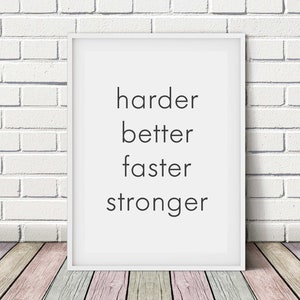 Harder Better Faster Stronger Gym Poster, Home Gym Decor, Fitness Print ...