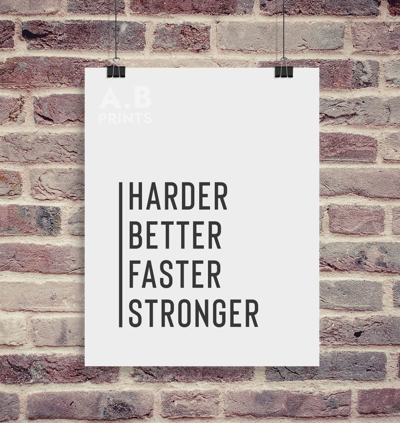 Harder Better Faster Stronger Gym Poster Home Gym Decor - Etsy
