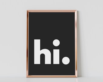 Hi Printable Wall Art Playroom Poster Modern Typography | Etsy