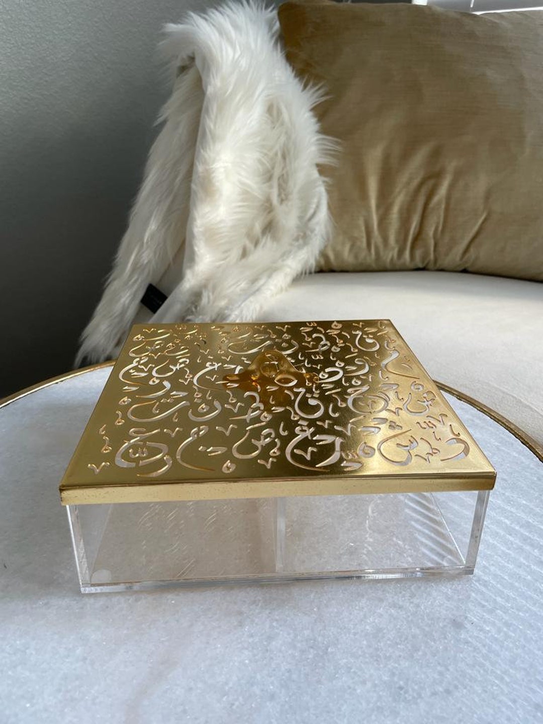 Clear Acrylic Box With Golden Arabic Calligraphy - Etsy