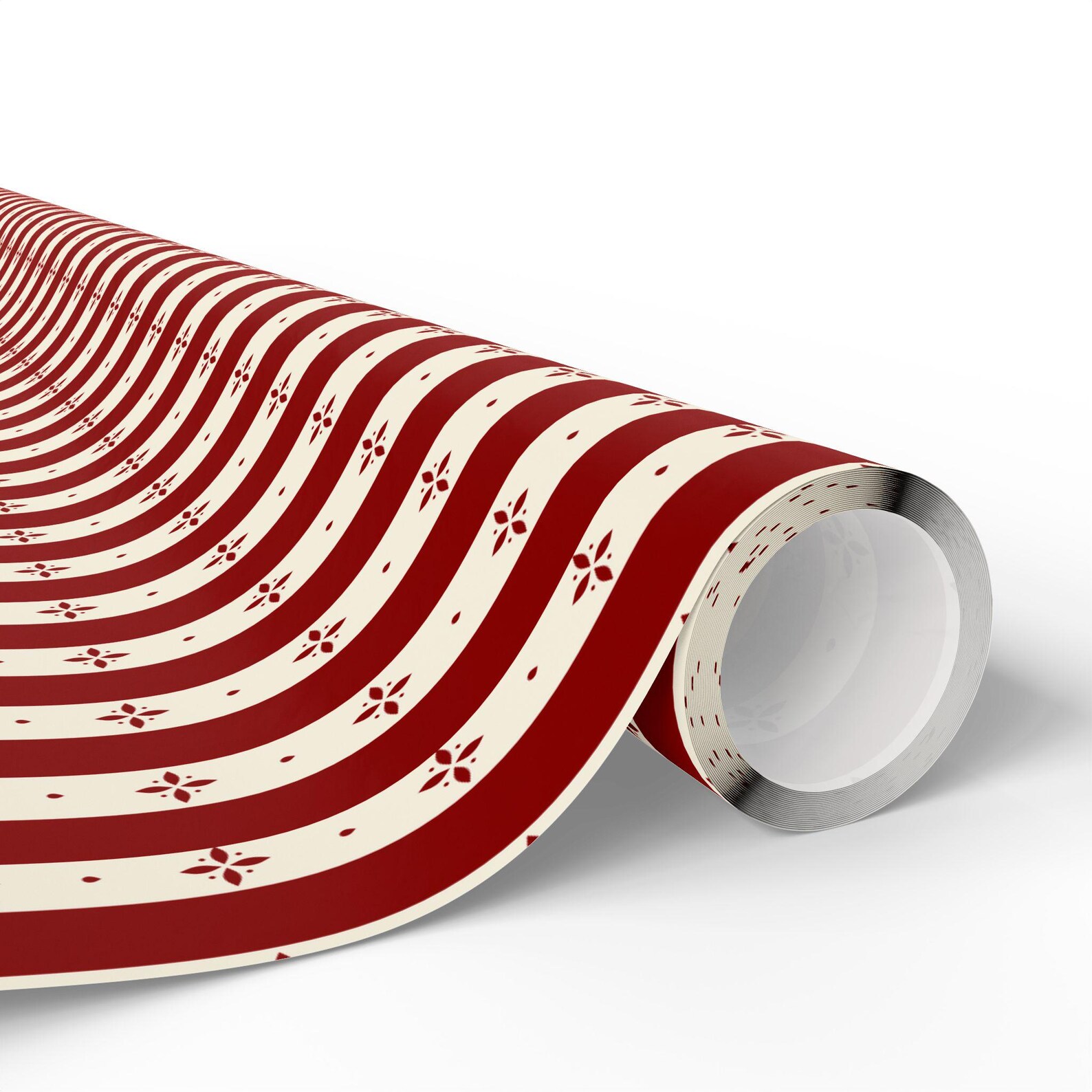 Vintage Red Floral Striped Wrapping Paper | Chic and Elegant Gift Wrap ...
