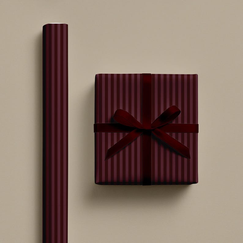 Maroon and Pink Stripe Wrapping Paper | Striped Gift Wrap Roll - Etsy