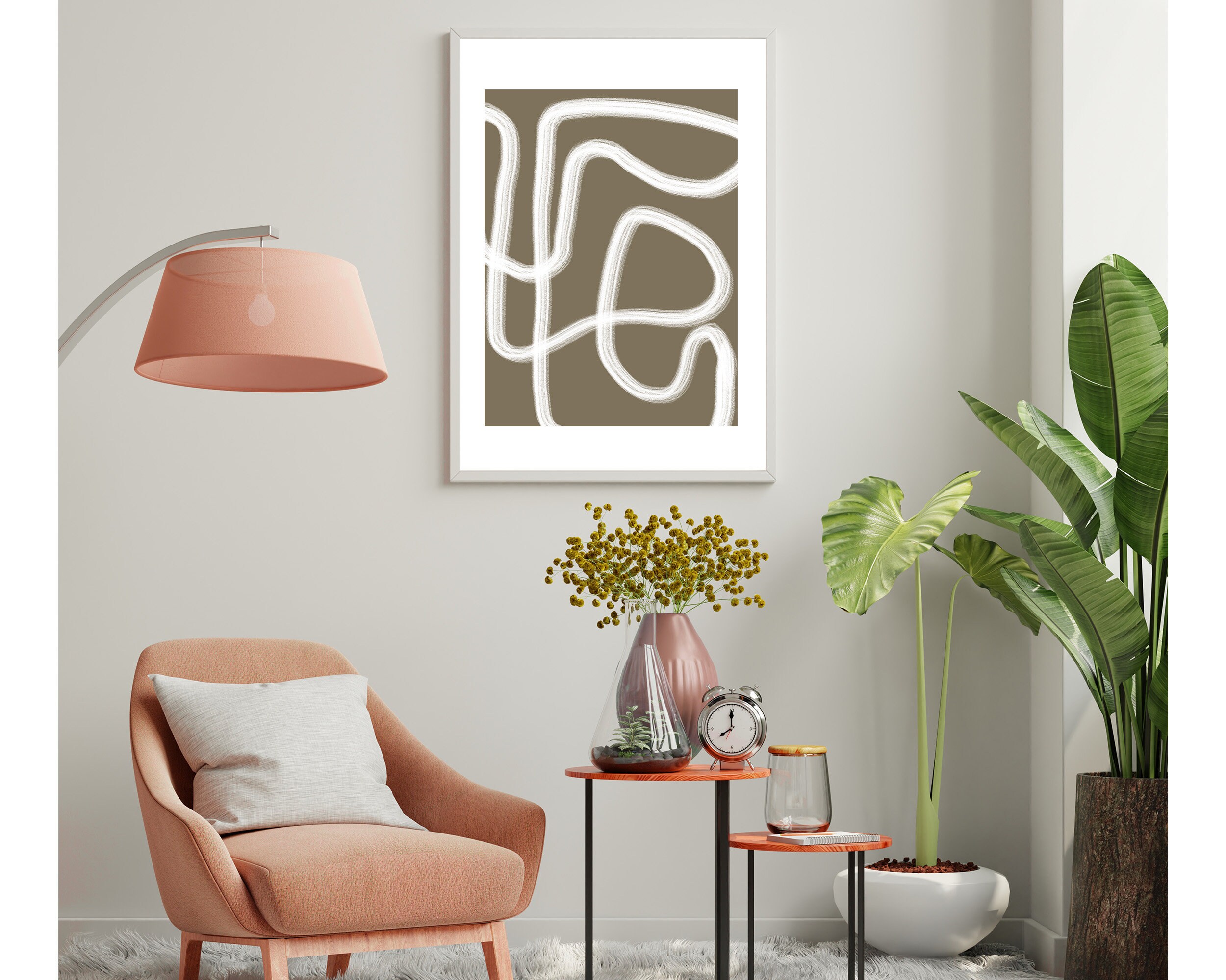 2er-Set Prints Moderne Wandkunst Abstrakte Kunst Drucke Olivgrün-Wand-Dekor Neutral Raum Dekor ...