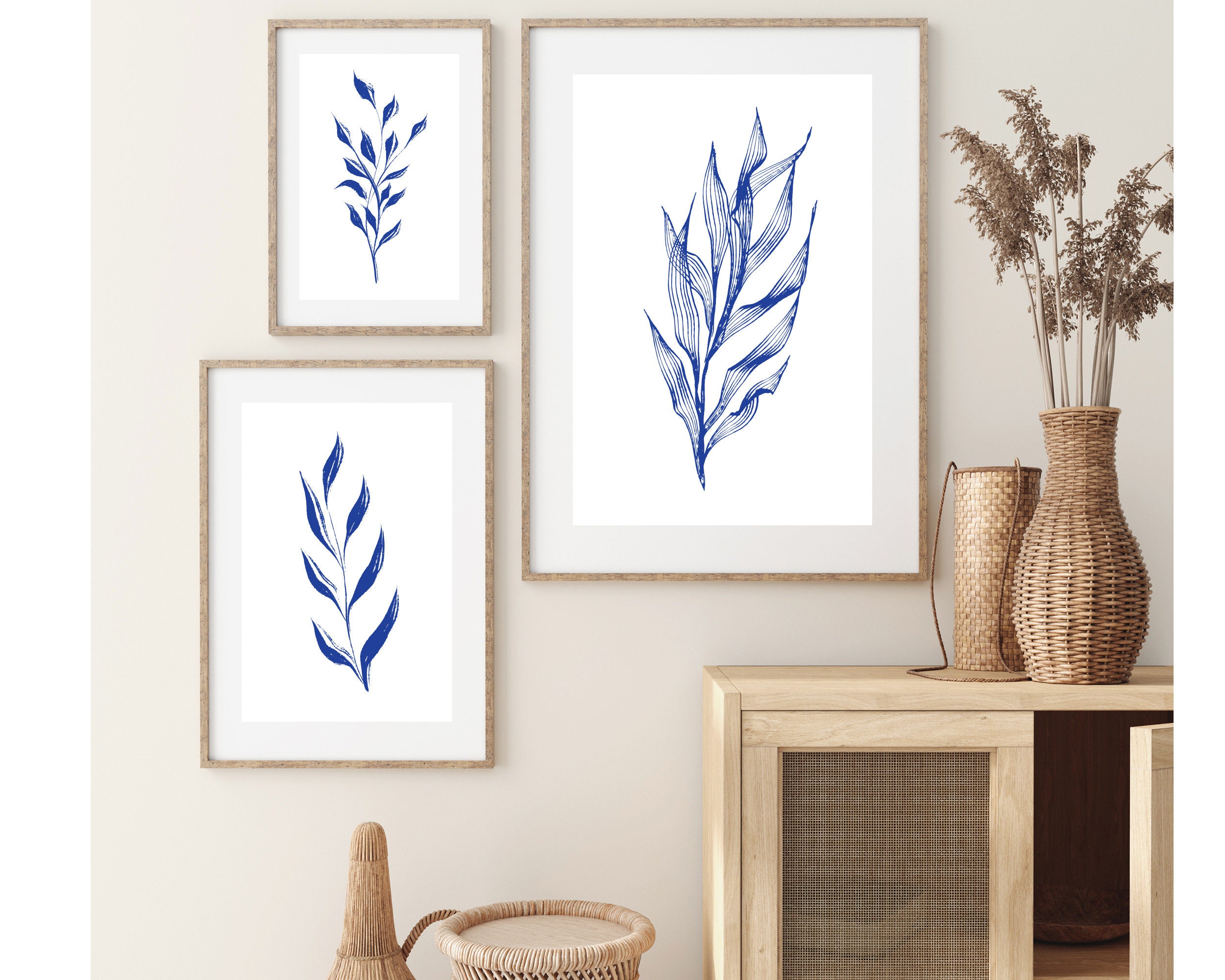 Modern Coastal Set of 6 Prints Royal Blue Printable Wall Art Simple ...