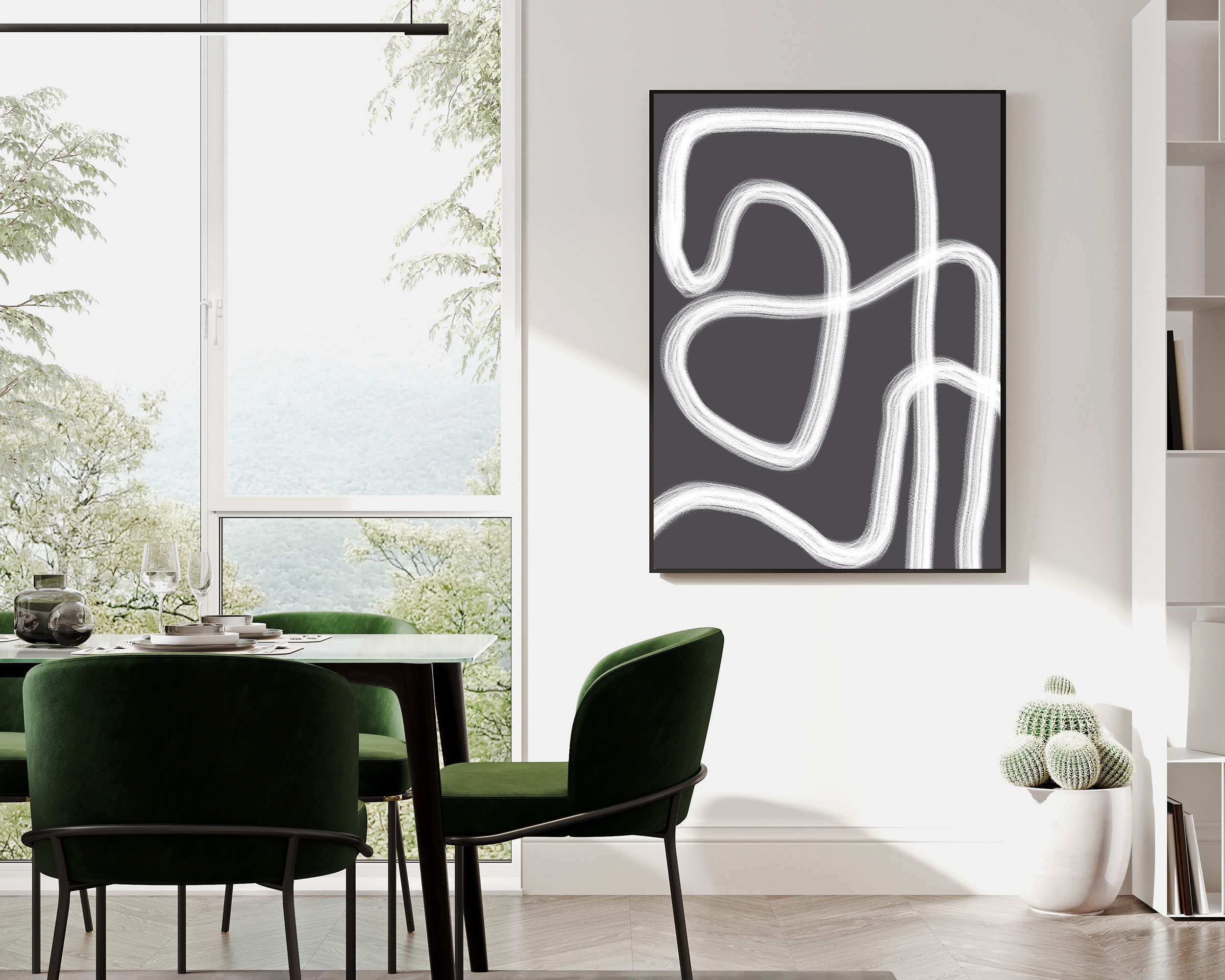 Abstract Line Art Prints: Modern Gray Wall Decor (digital Download) - Etsy