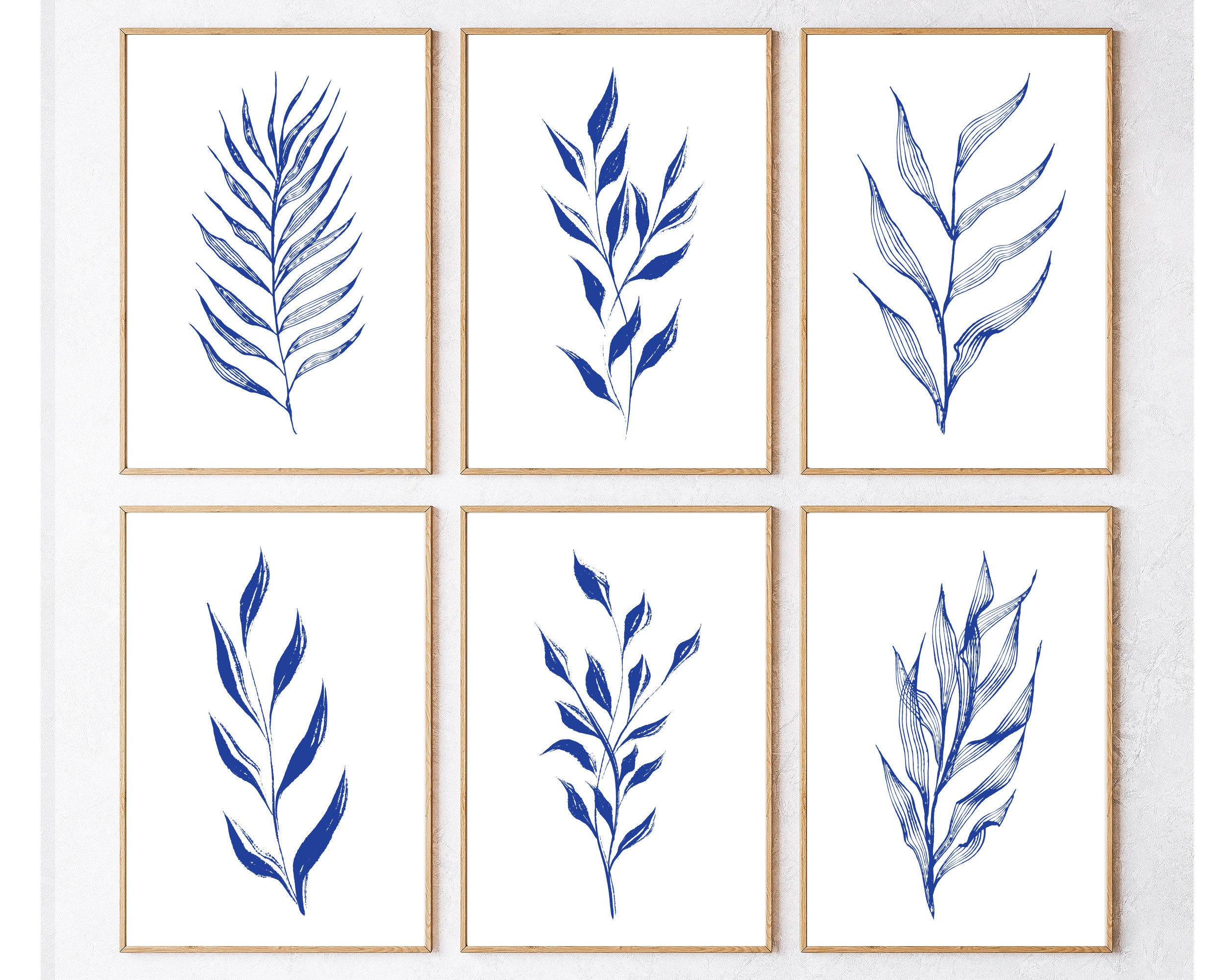 Modern Coastal Set of 6 Prints Royal Blue Printable Wall Art Simple ...