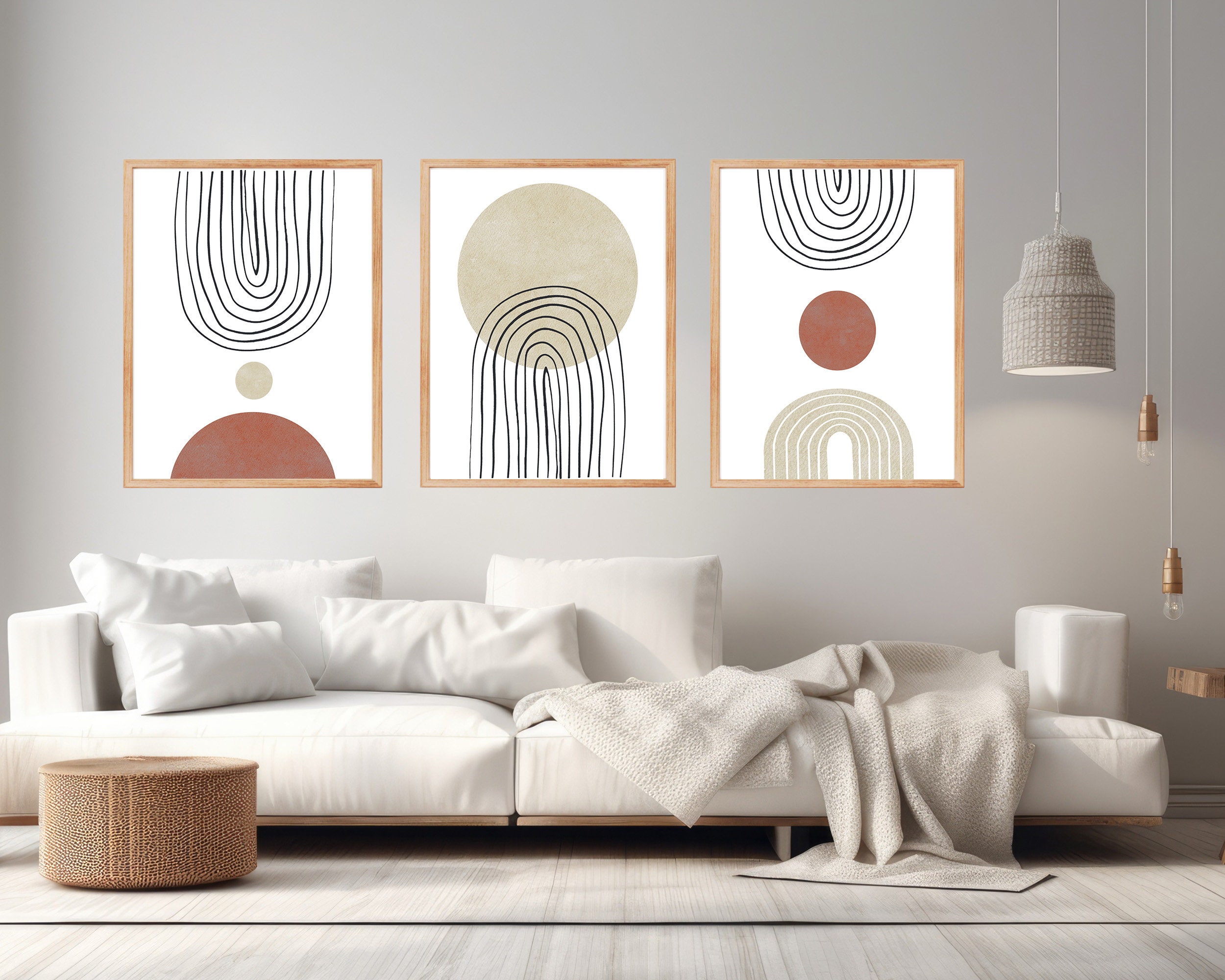 Minimalist Art Prints Mid Century Modern Abstract Art Set of 3 Prints ...