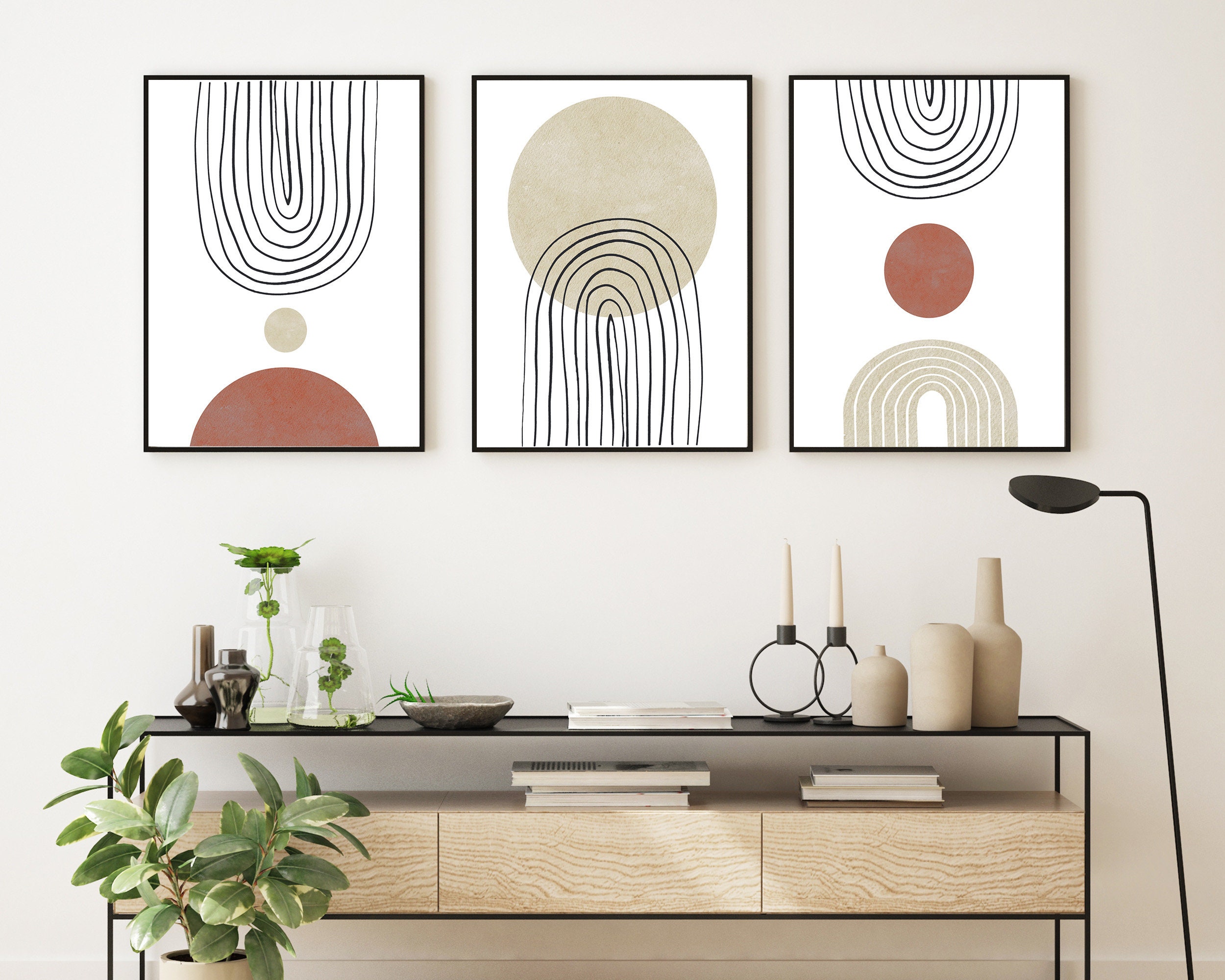 Minimalist Art Prints Mid Century Modern Abstract Art Set of 3 Prints ...