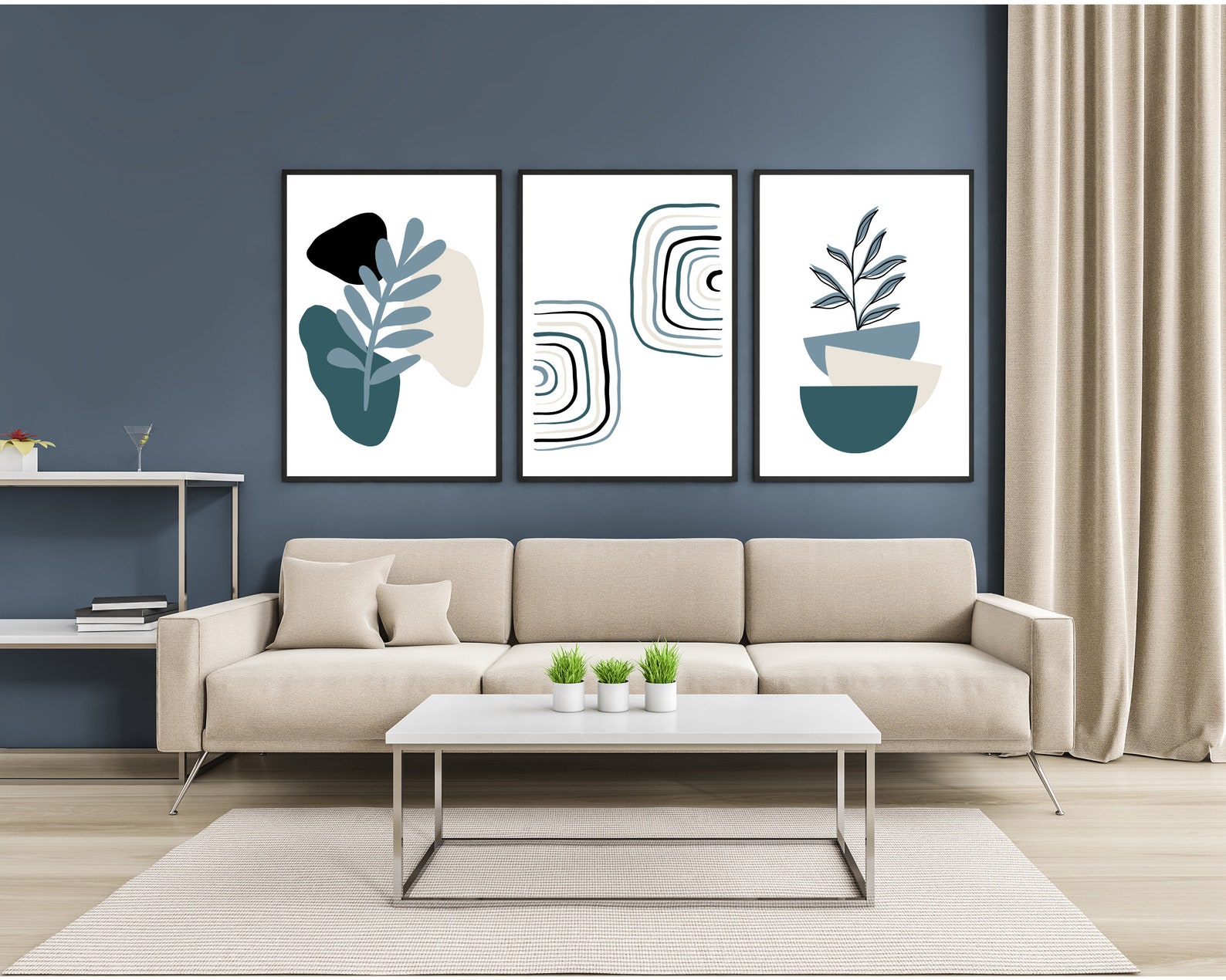 Teal Gallery Wall Art Set of 7 Prints Modern Abstract Printable Wall ...