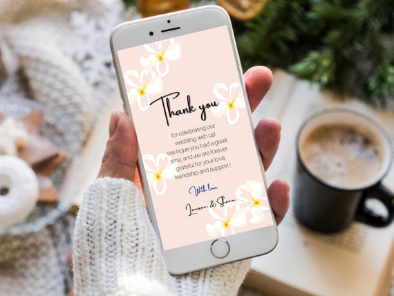 Digital Thank You Card E-card Thank You Editable Digital - Etsy