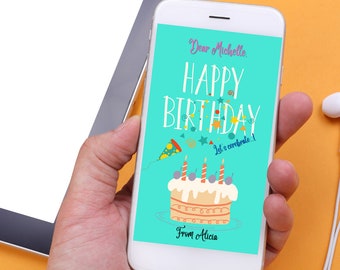 Happy Birthday Virtual Card - Etsy