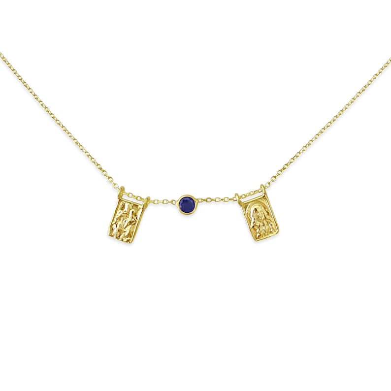 14k Gold Escapulario Necklace | Mini Medals Scapular Necklace | Sacred ...