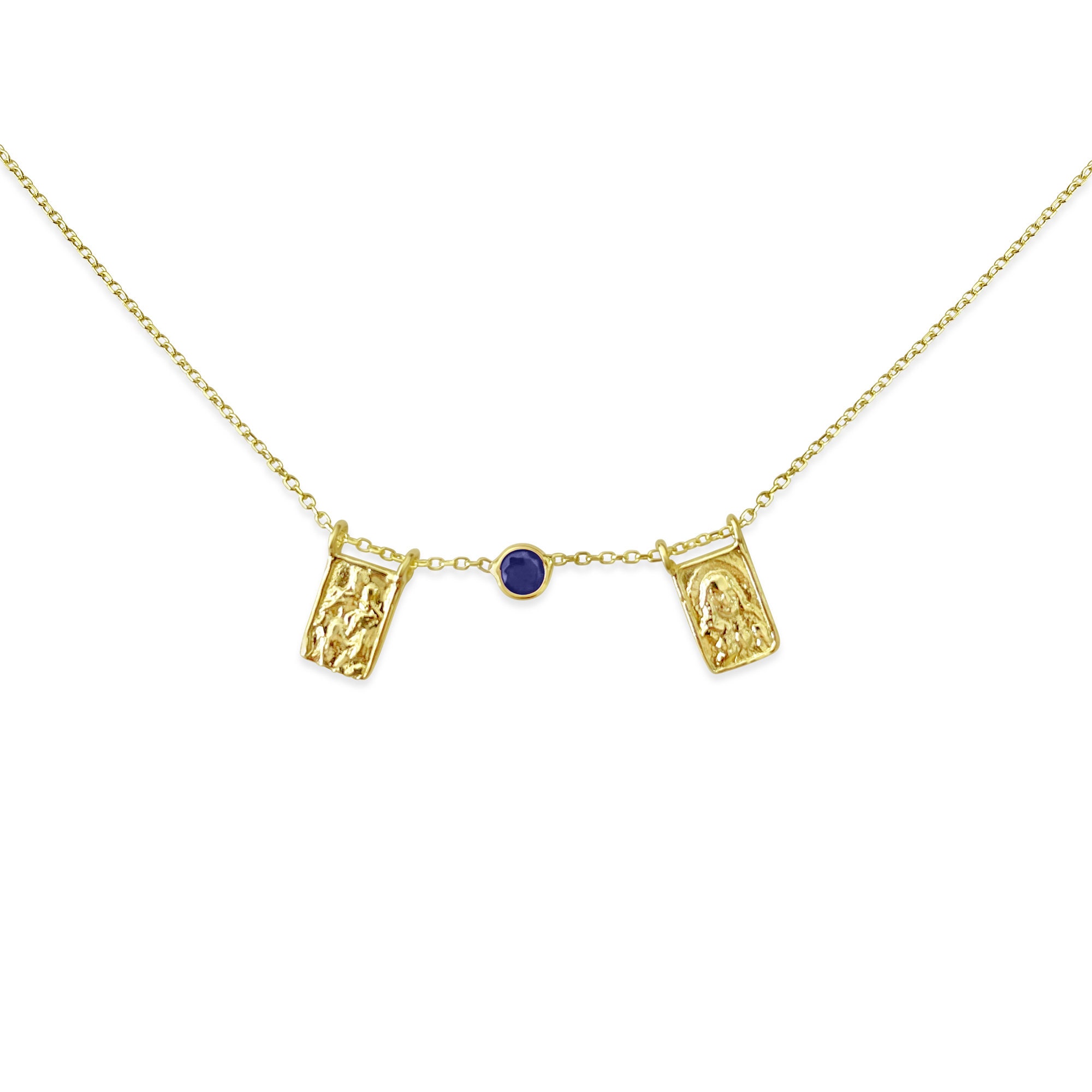 14k Gold Escapulario Necklace | Mini Medals Scapular Necklace | Sacred ...