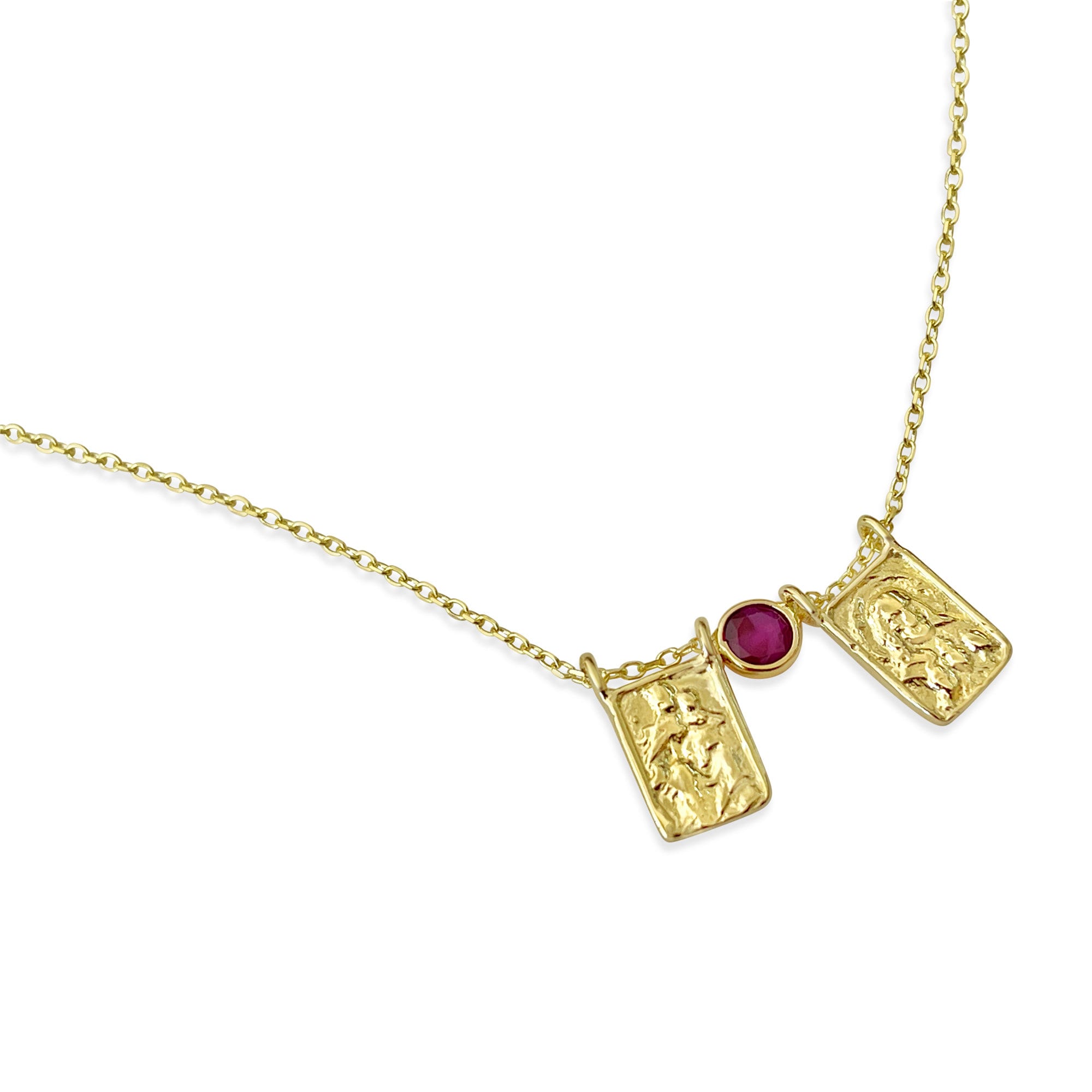 14k Gold Escapulario Necklace | Mini Medals Scapular Necklace | Sacred ...