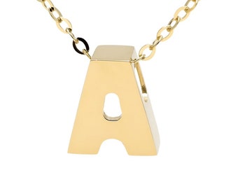 14K Initial Necklace Gold Necklace 14K Solid Gold Initial - Etsy