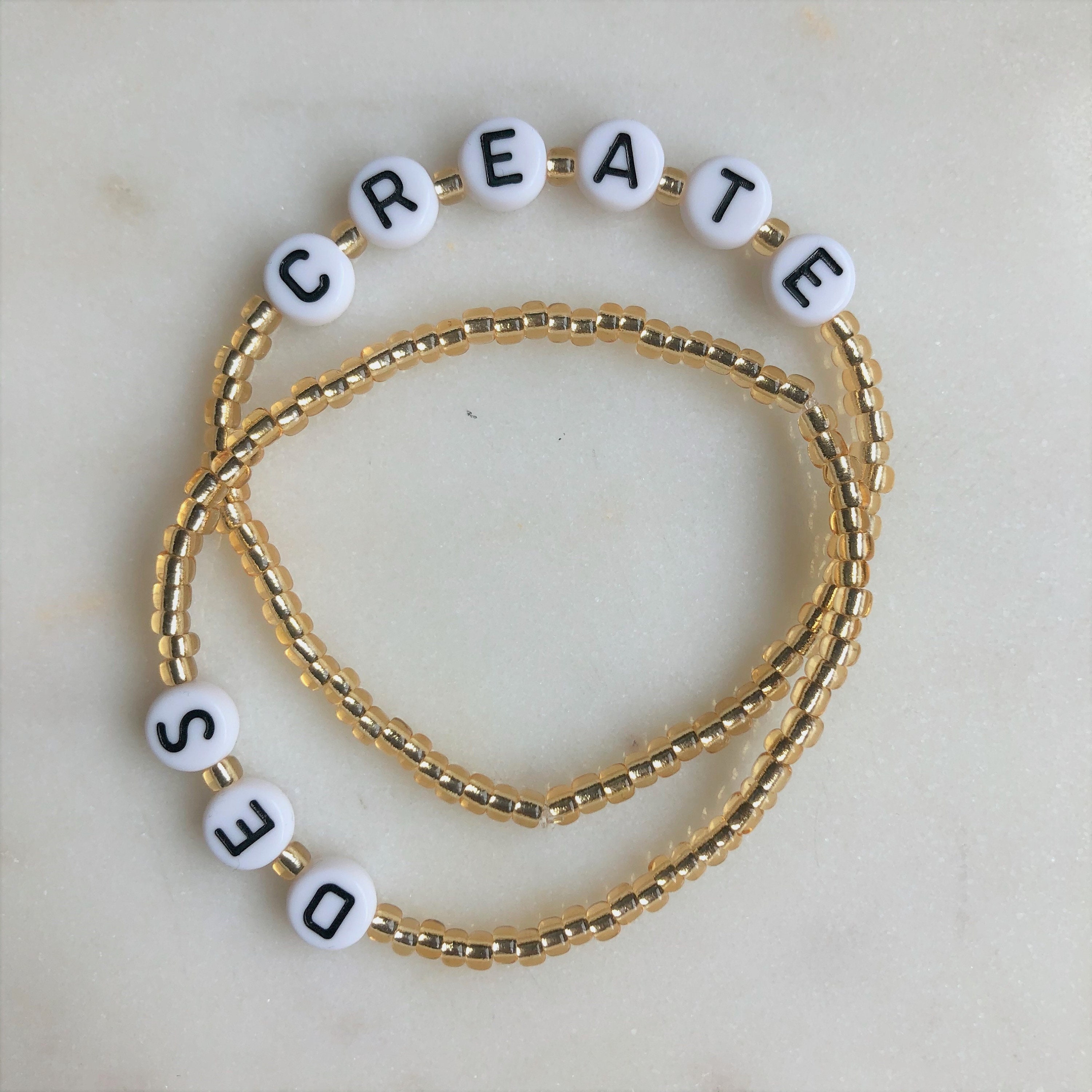 Custom Bracelets Letter and Glass Beads - Etsy