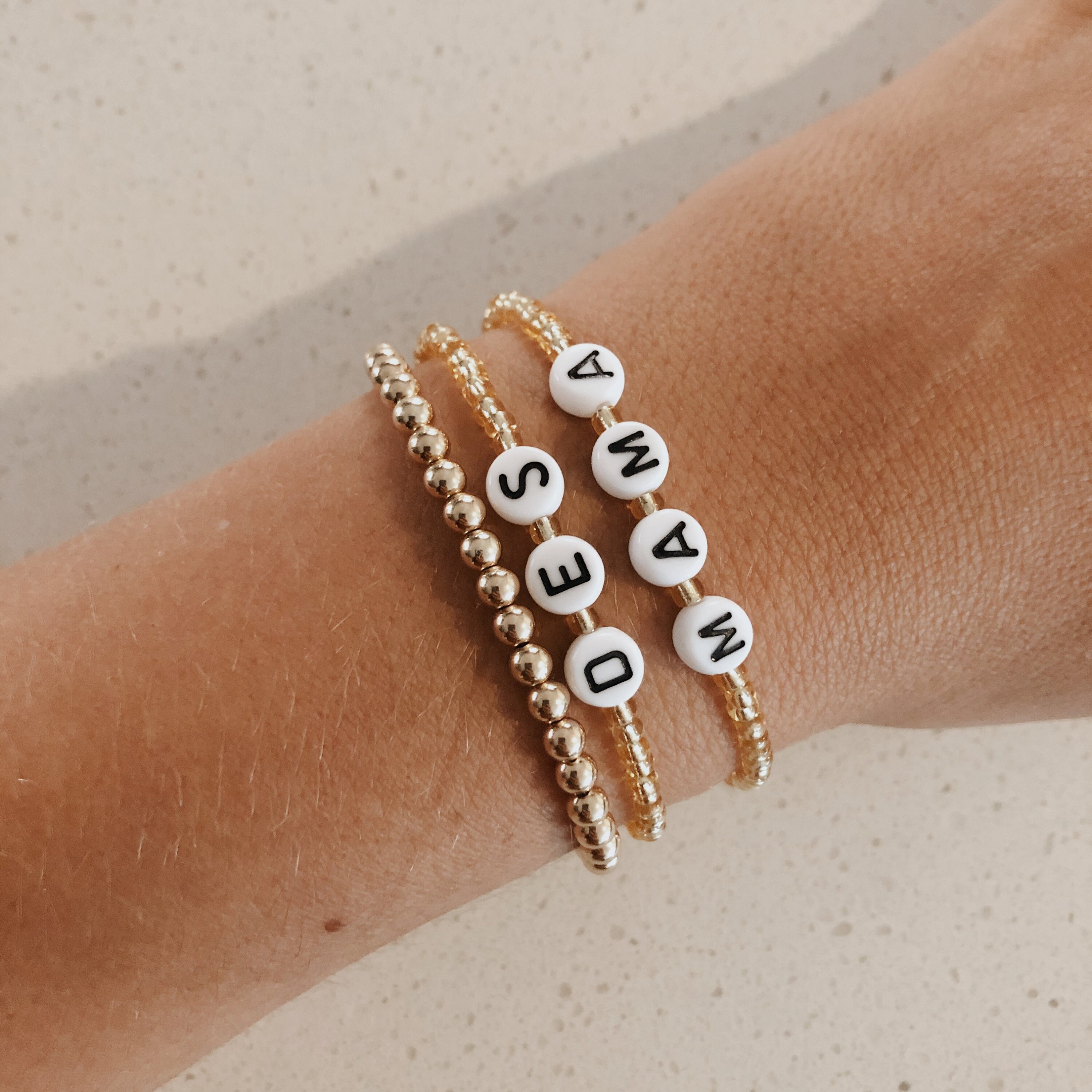 Custom Bracelets Letter and Glass Beads - Etsy