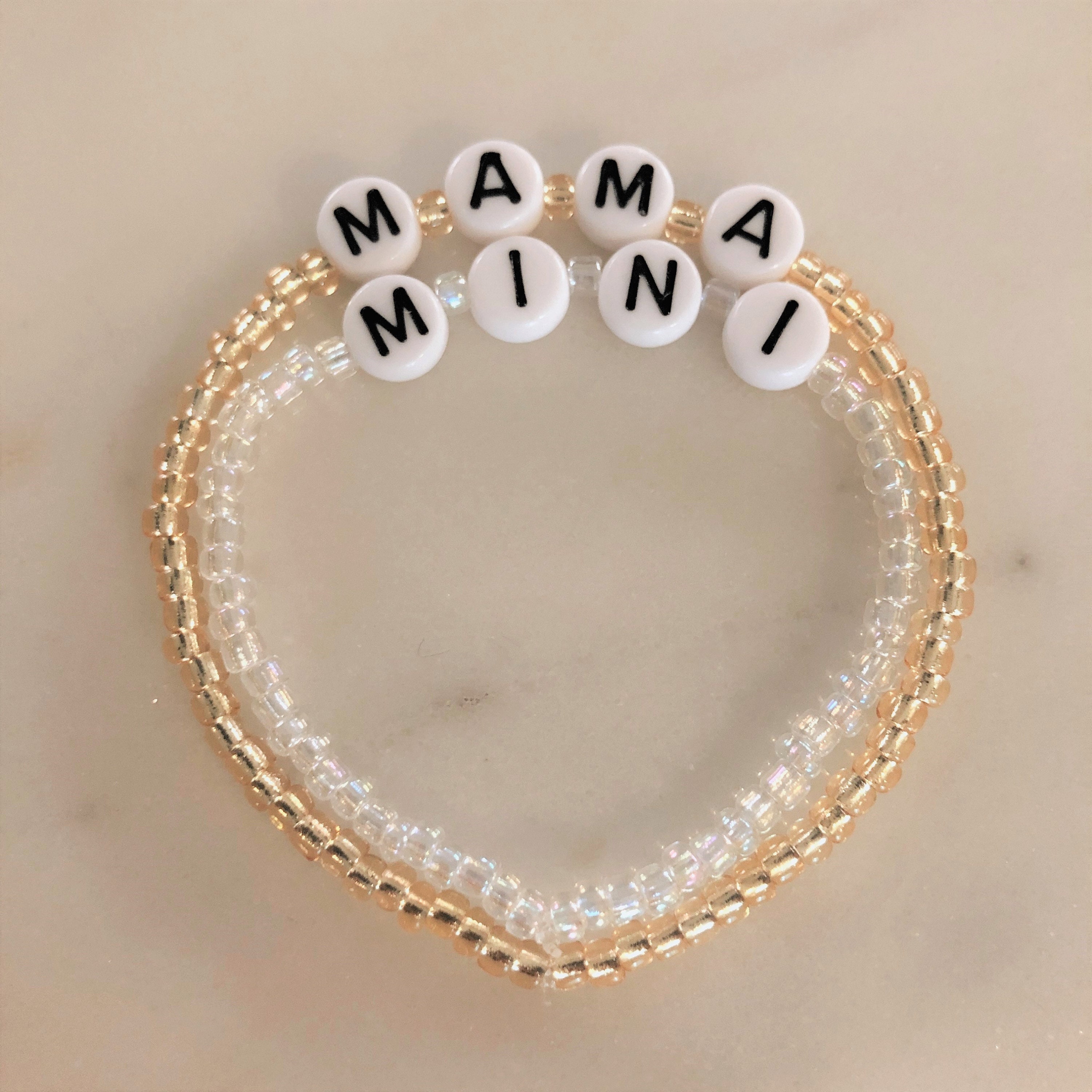 Custom Bracelets Letter and Glass Beads - Etsy