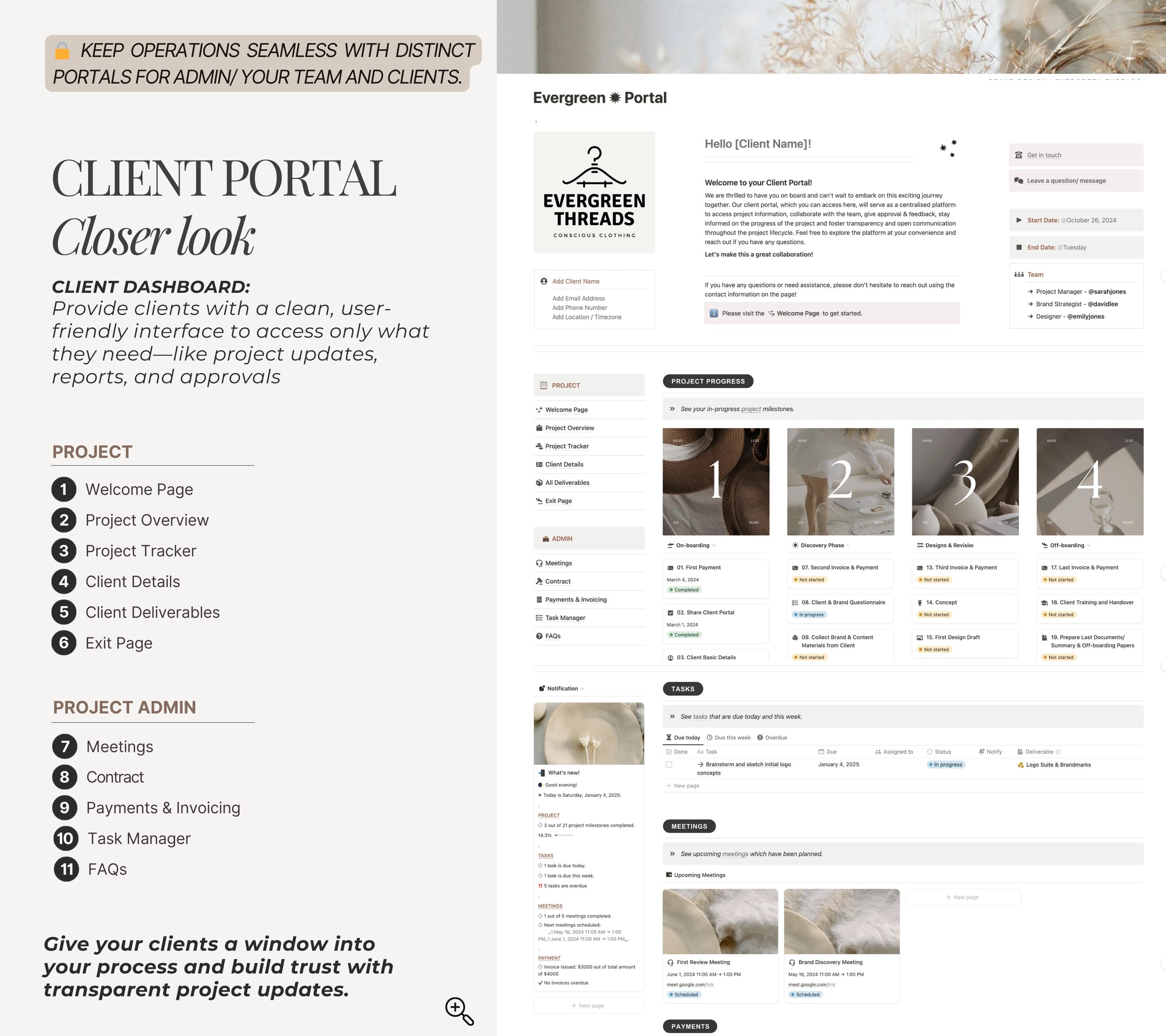 Notion Client Portal Template, Client Dashboard, Freelance Business ...