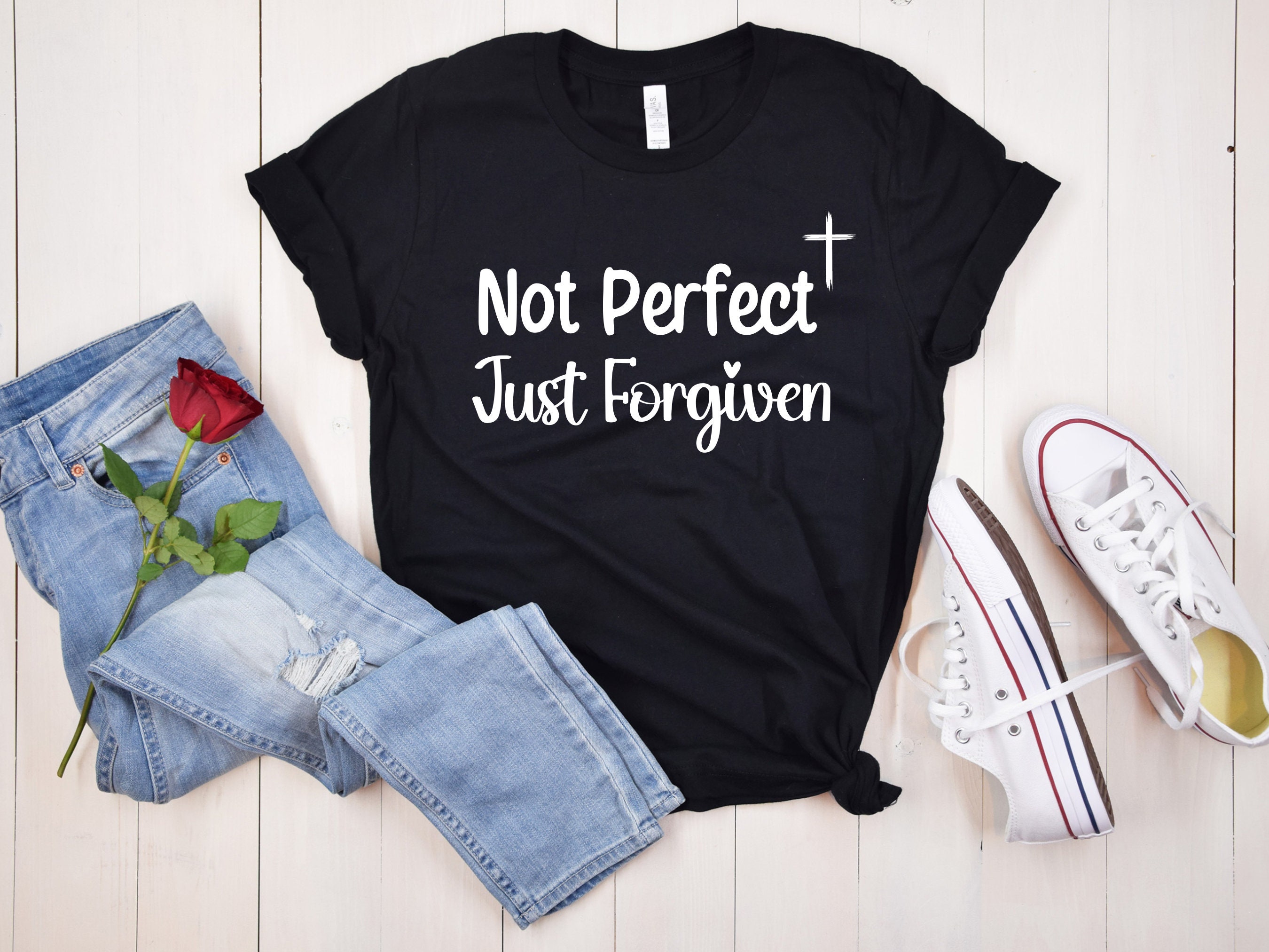 Not Perfect Just Forgiven Tee T-shirt Forgiven Shirt Religion Shirt ...