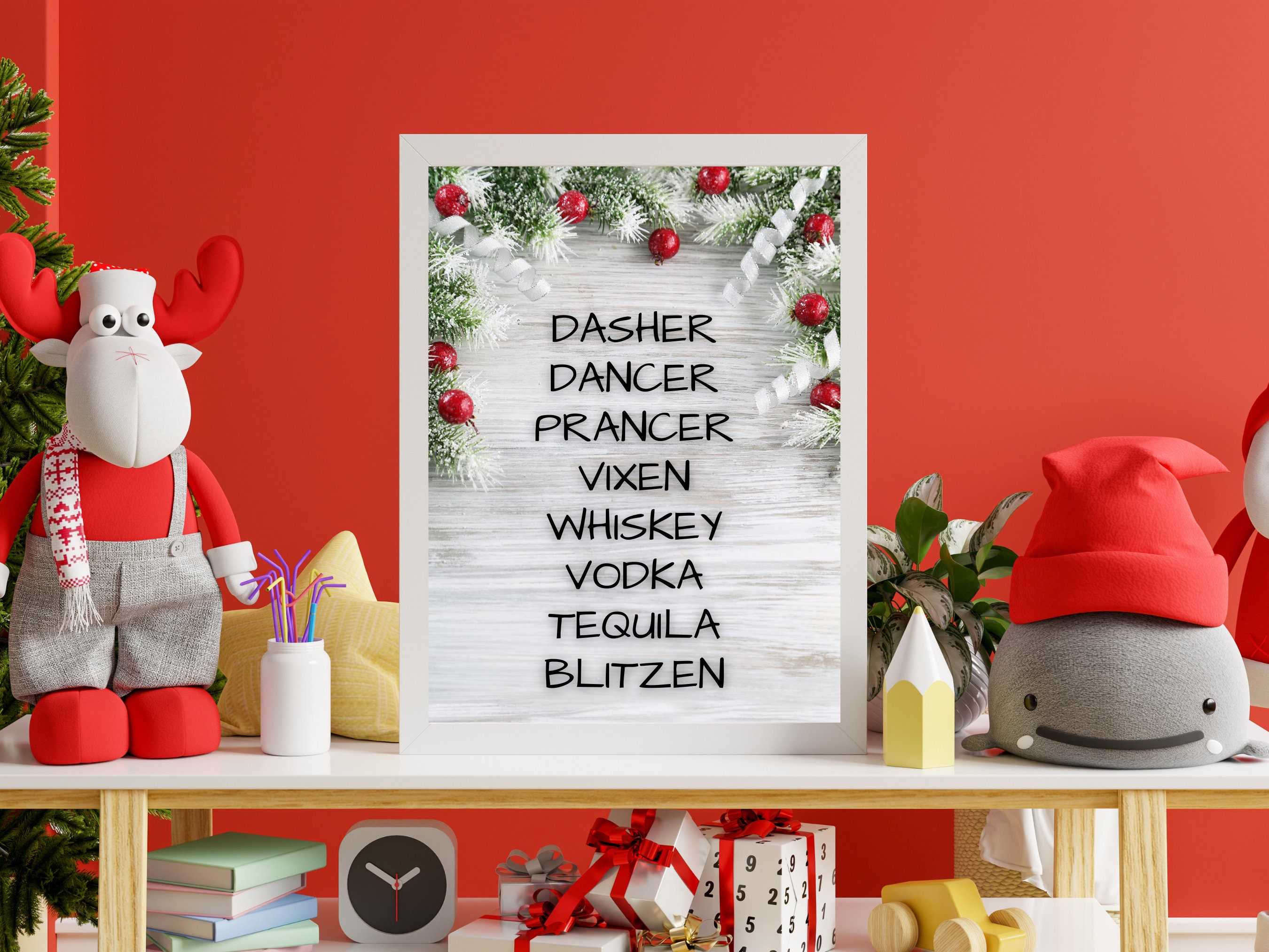 Funny Christmas Digital Download Dasher Dancer Prancer Vixen Whiskey ...