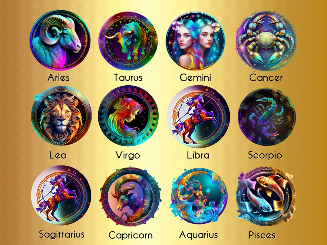 Astrology Sticker | Zodiac Stickers | Colorful Applique | Aries, Taurus ...