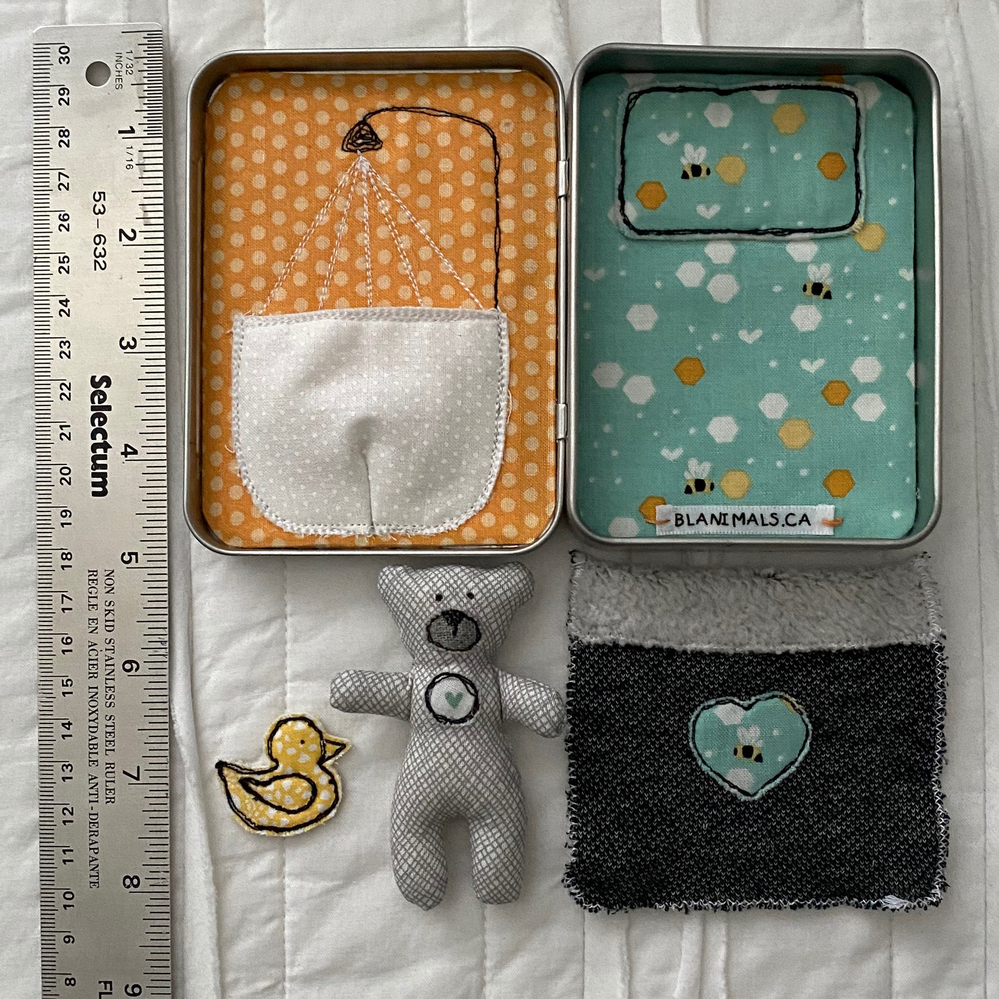 Tiny Teddy and Ducky in a Secret Mint Tin Bed and Bath. - Etsy