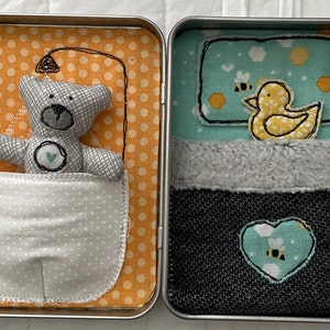 Tiny Teddy and Ducky in a Secret Mint Tin Bed and Bath. - Etsy